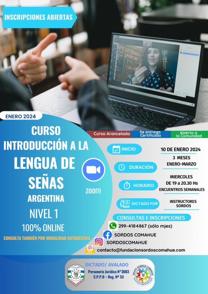 Curso Lengua de Señas Argentinas Nivel 1 - Fundación Sordos Comahue